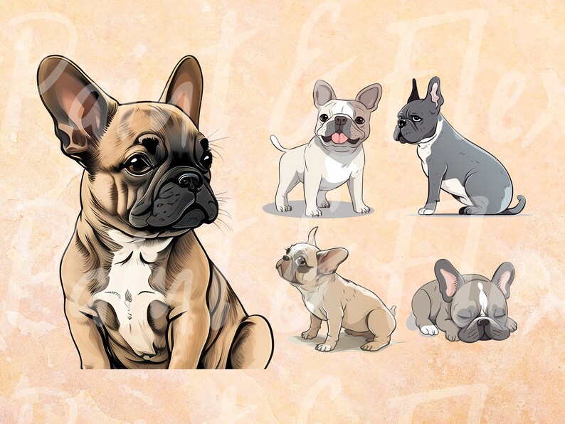 Cartoon French Bulldog Clipart, Frenchie Dogs, Canines and Puppies, PNG ...