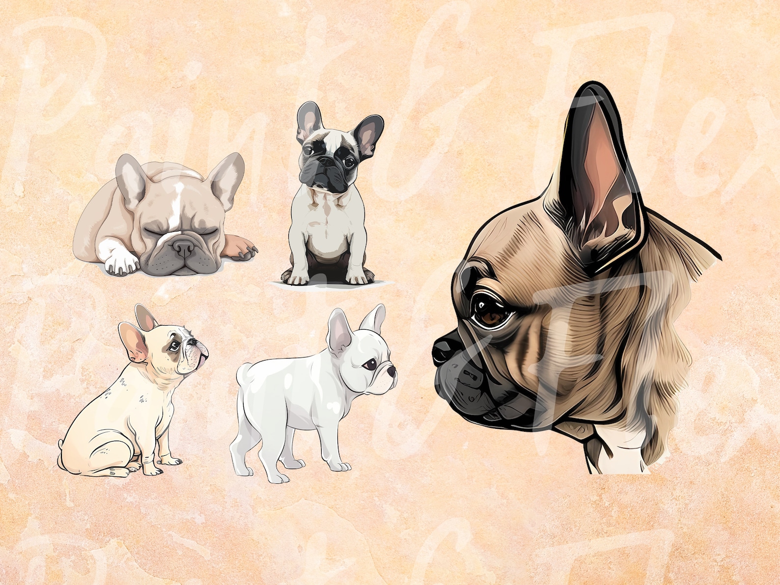 Cartoon French Bulldog Clipart, Frenchie Dogs, Canines and Puppies, PNG ...