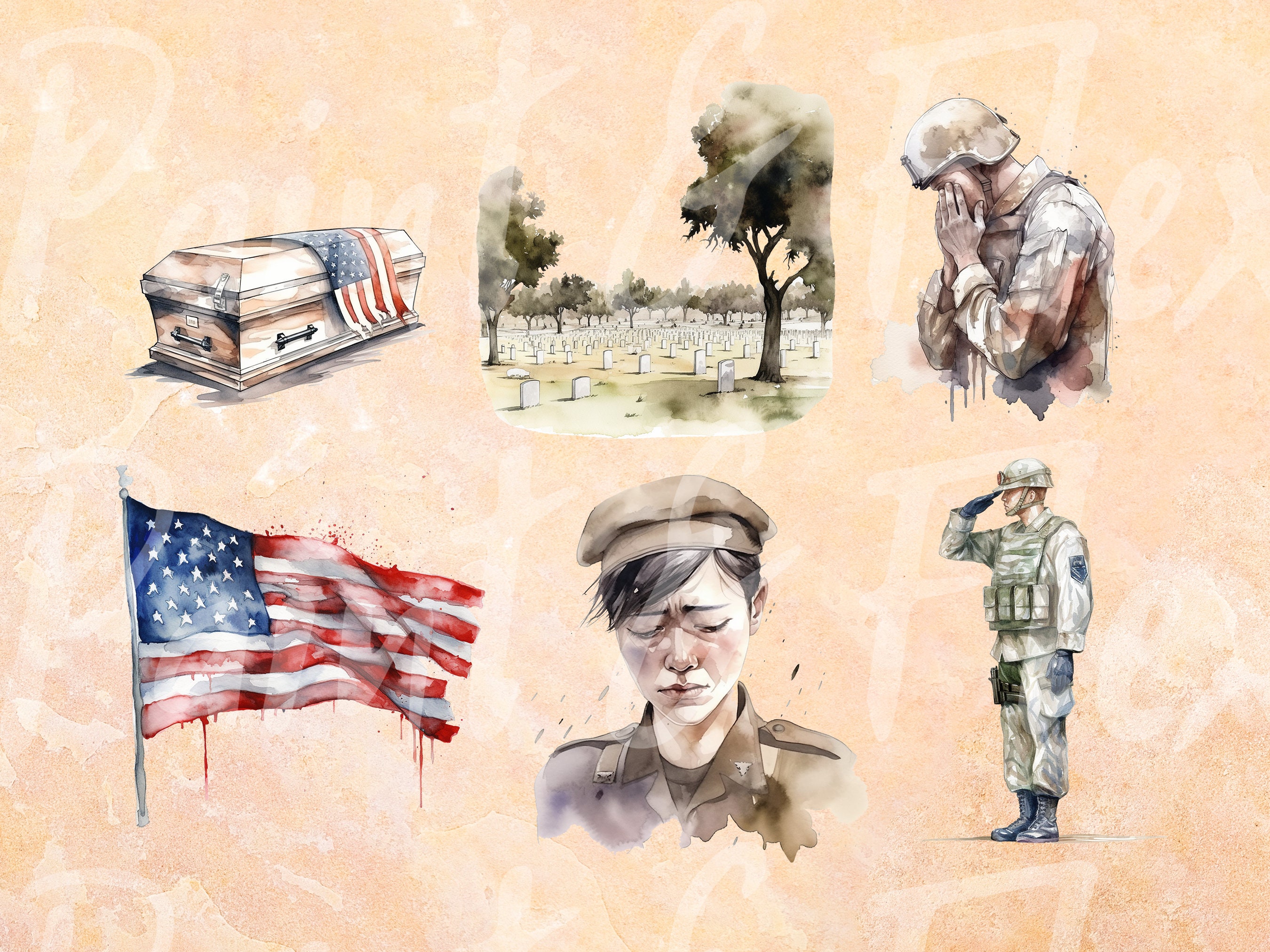 Memorial Day Clipart USA Army Images Sodliers Graves Flags General ...