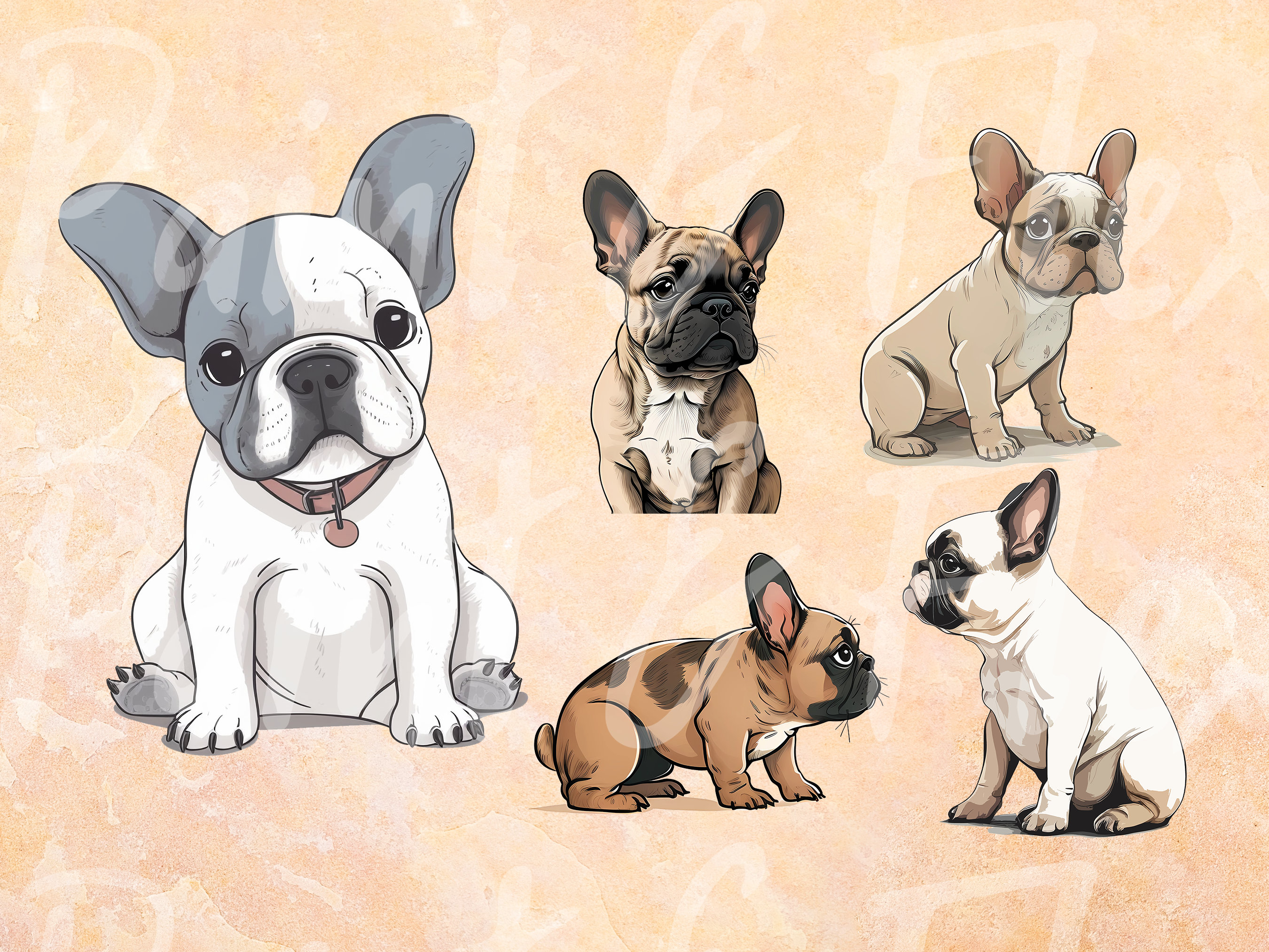 Cartoon French Bulldog Clipart, Frenchie Dogs, Canines and Puppies, PNG ...
