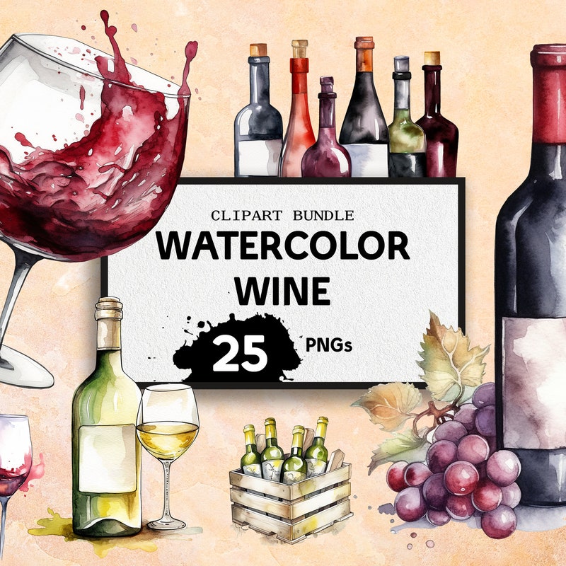 Wine Clipart - Etsy