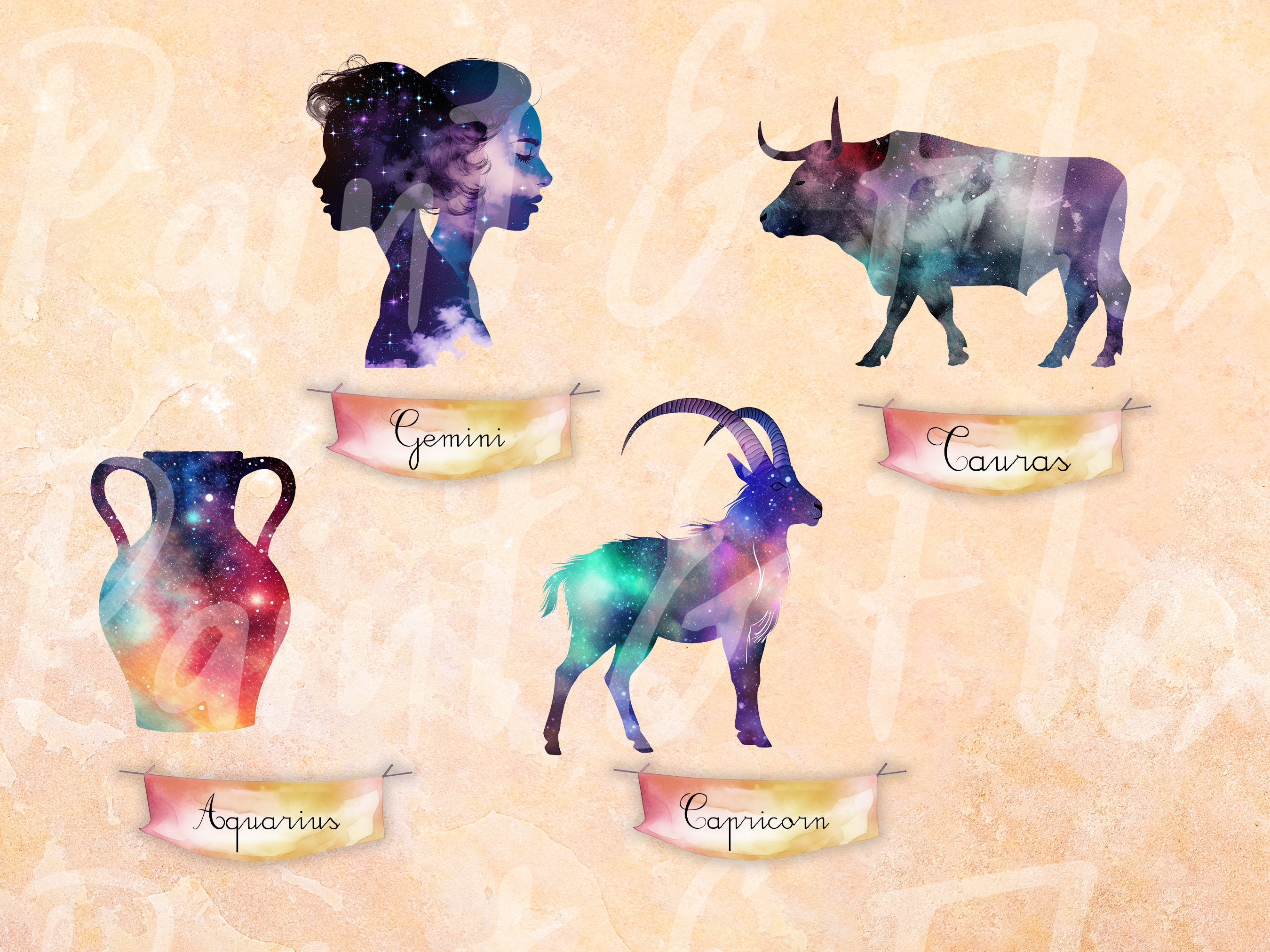 Zodiac Clipart, Galaxy Themed, Star Signs Images, Leo, Virgo, Scorpio ...