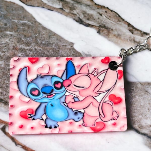 Stitch and Angel Keyring - Etsy