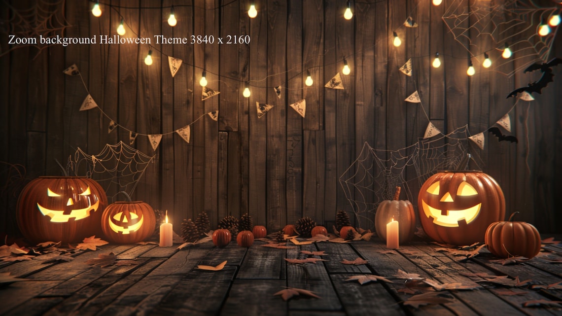 Halloween-themed Zoom Background Virtual Party Decor, Custom Digital ...
