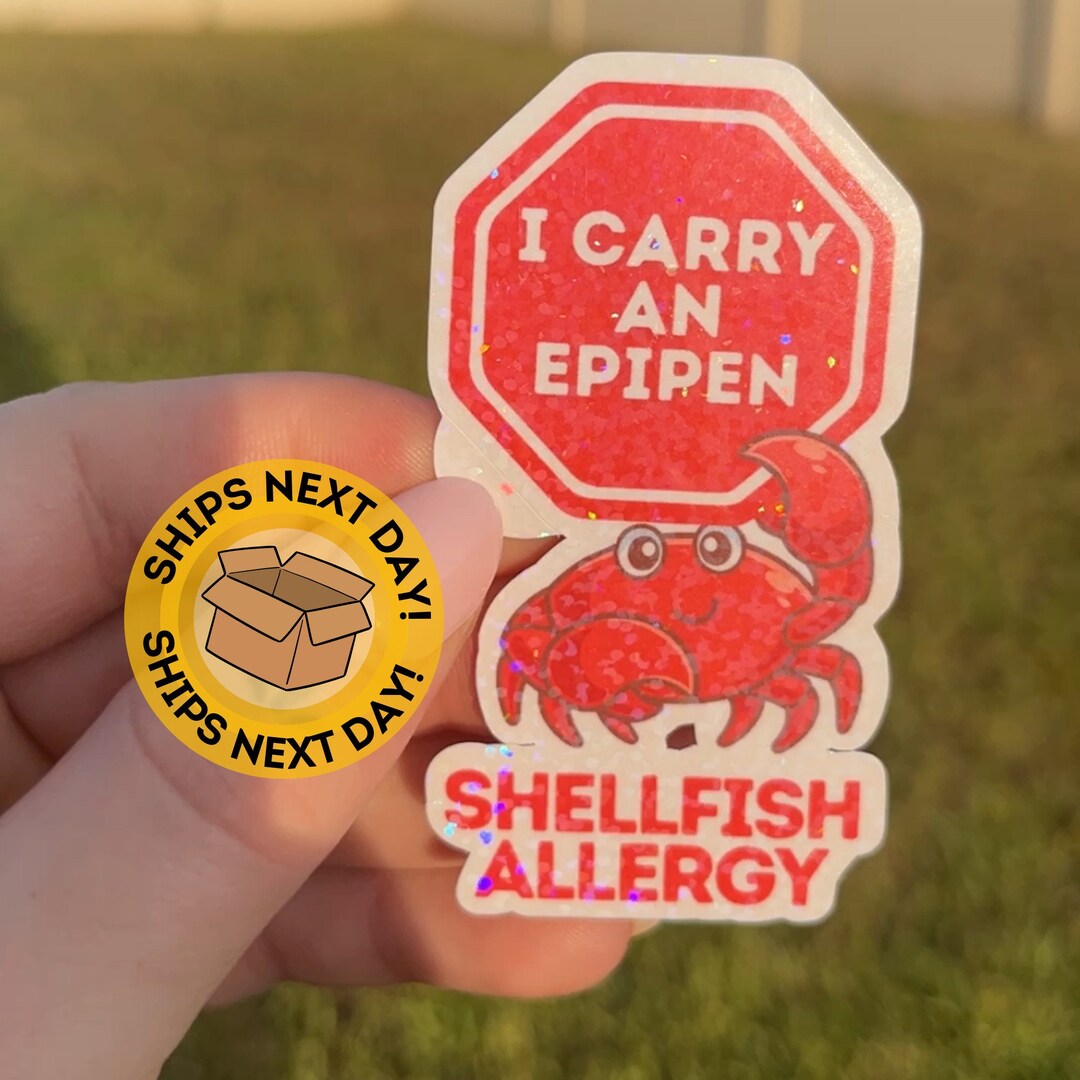 Shellfish Allergy Alert Character Holographic Stickers i Carry an ...