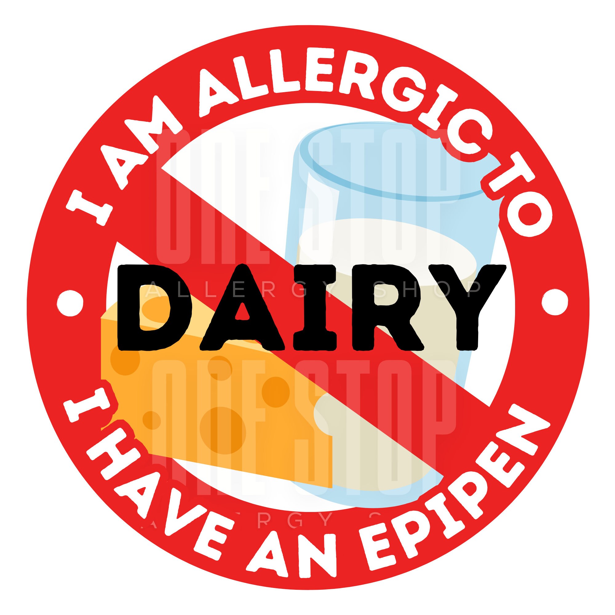 2 Inch Personalized Holographic Food Allergy Sticker, Epipen Sticker ...