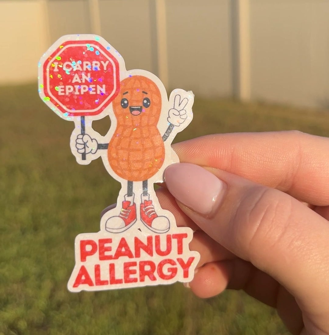 Peanut Allergy Alert Character Holographic Stickers i Carry an Epipen - Etsy