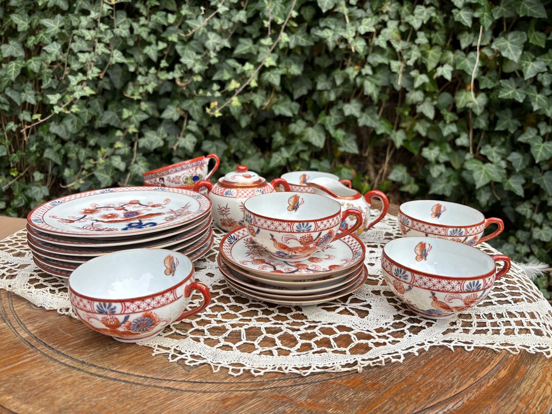 Large Set of Japanese Porcelain Cups Saucers Japanese Porcelain - Etsy