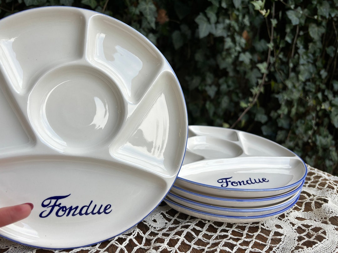 Plate Fondue Plates Plate for Appetizers With Division - Etsy