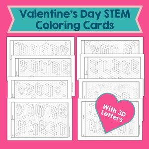 Valentine's Day STEM Art Project Coloring Cards No-prep Activity DIY ...