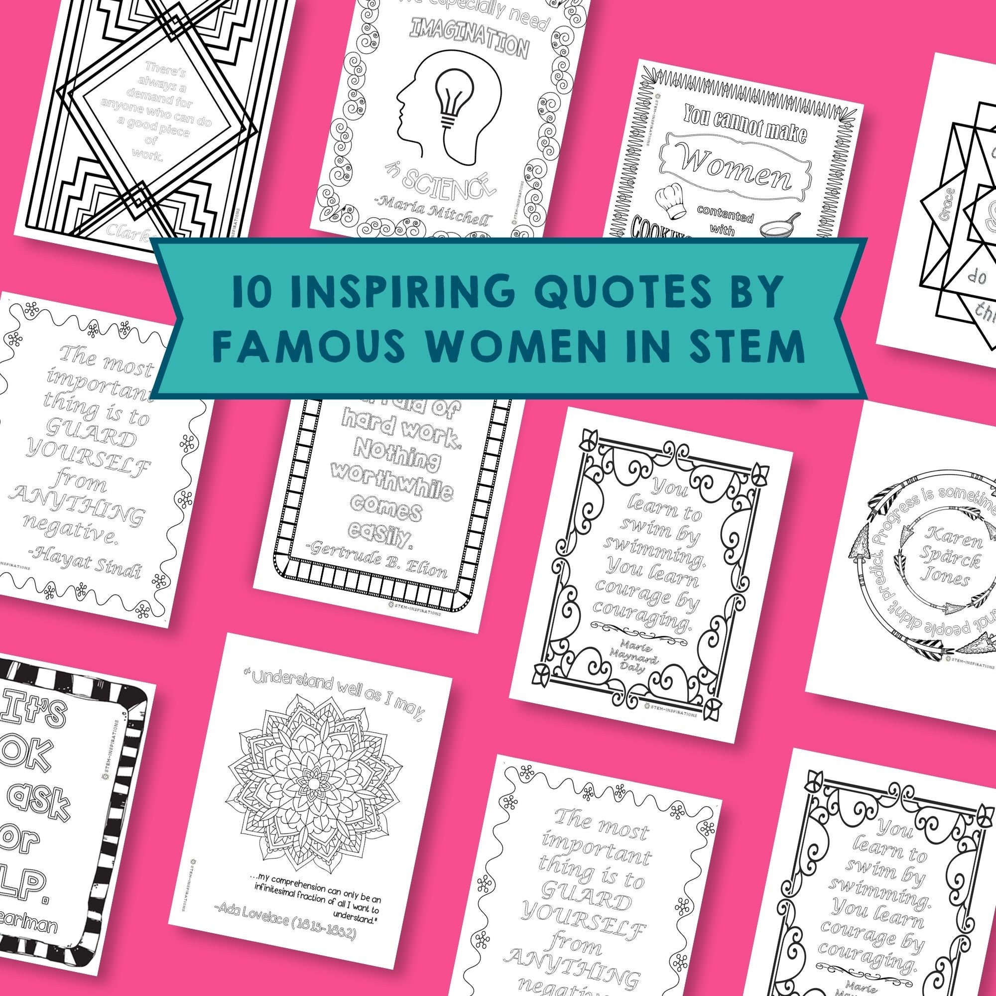 Women in STEM Inspiring Quotes Coloring Posters Women’s History Month ...