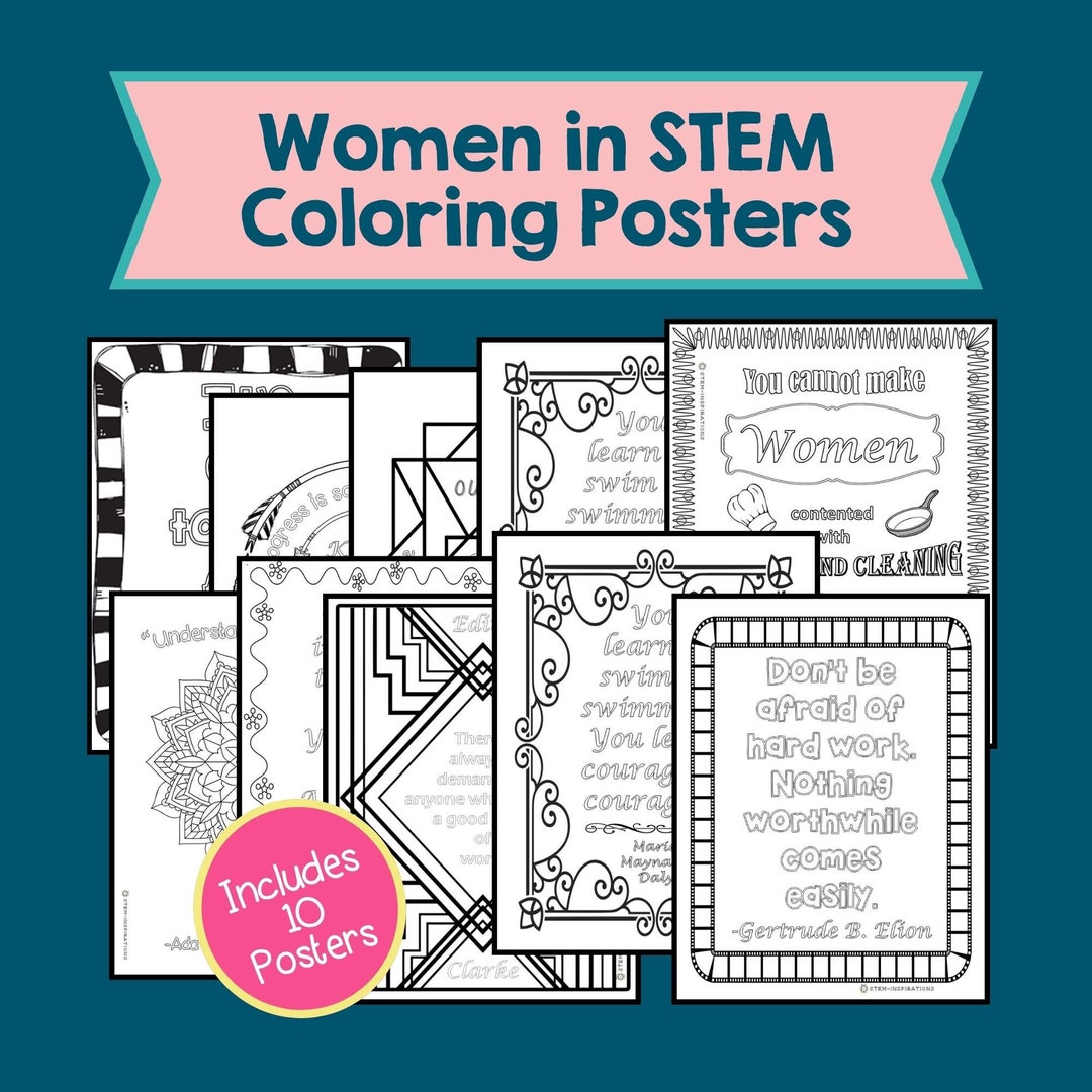 Women in STEM Inspiring Quotes Coloring Posters Women’s History Month ...