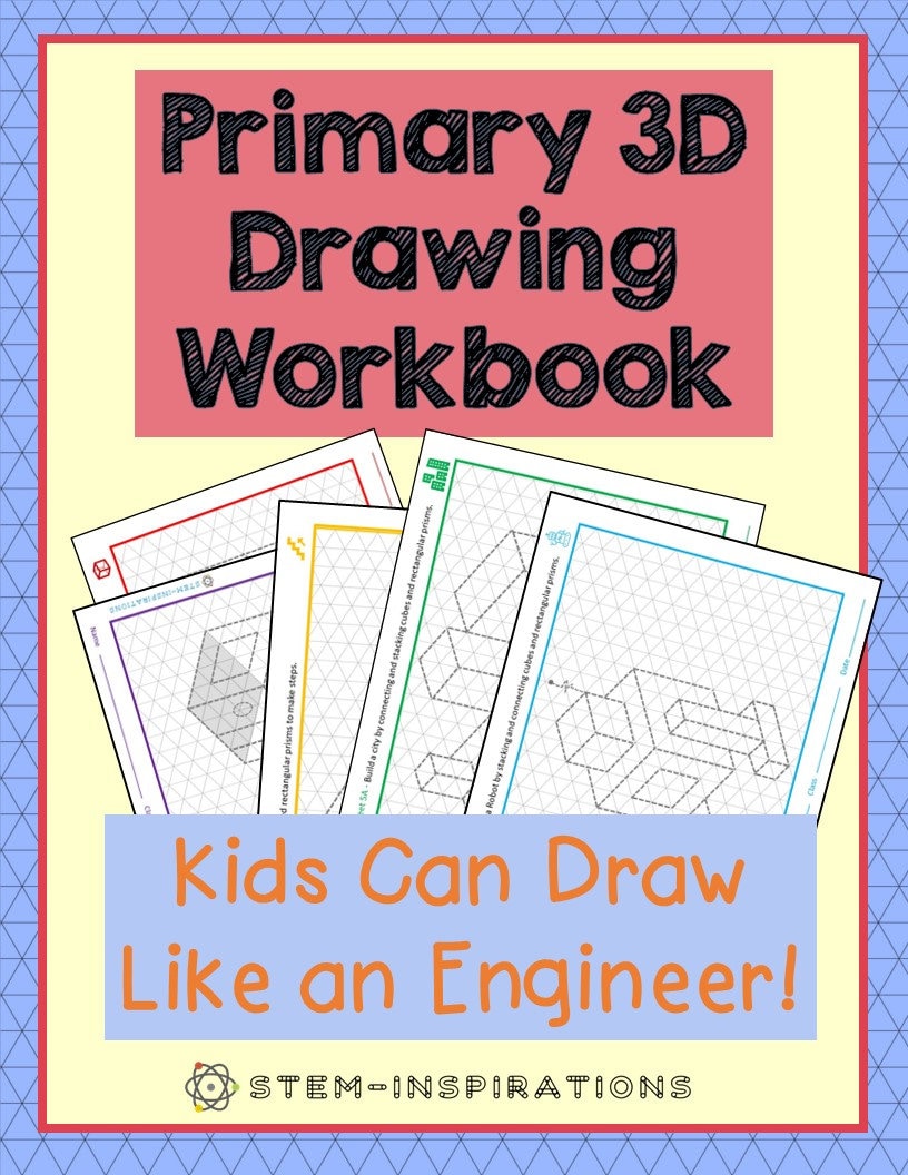 Primary STEM Workbook 3D Drawing Robot K-3 Elementary STEAM Printable ...