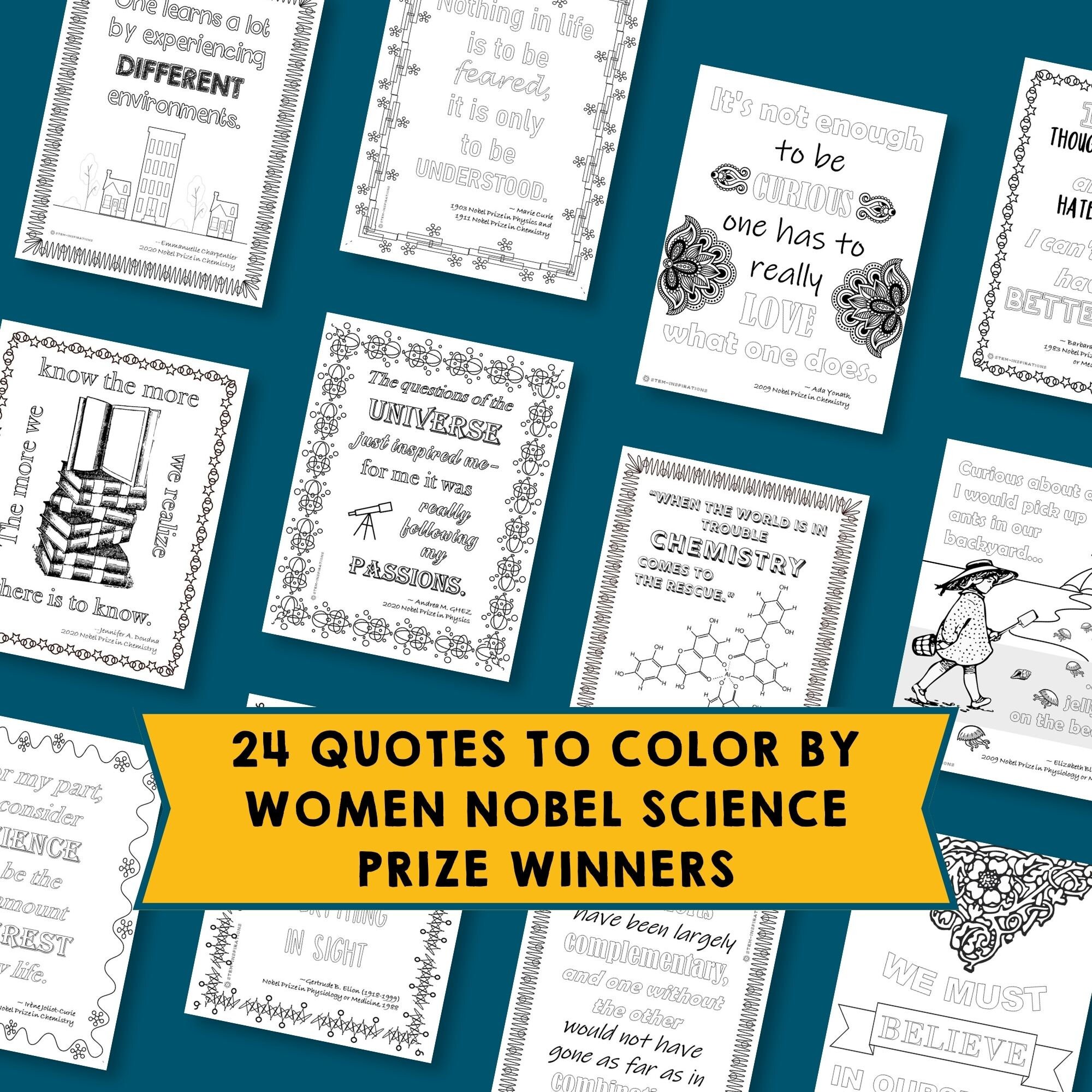 Inspiring Quotes STEM Coloring Pages Bundle Womens History Month Black ...