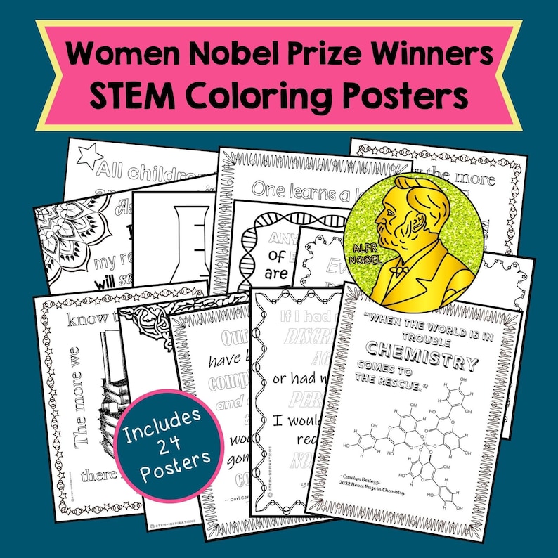 Women in STEM Coloring Posters Women’s History Month Nobel Prize Winner ...