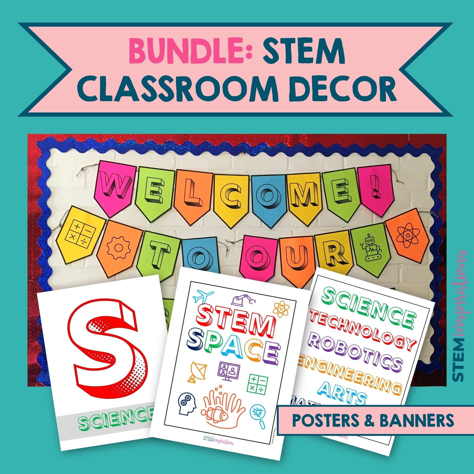 STEM Classroom Decor Bundle Posters STEM Bulletin Board Classroom Ideas ...