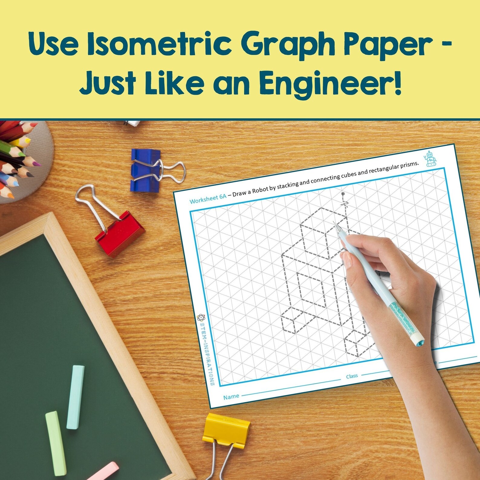 Primary STEM Workbook 3D Drawing Robot K-3 Elementary STEAM Printable ...