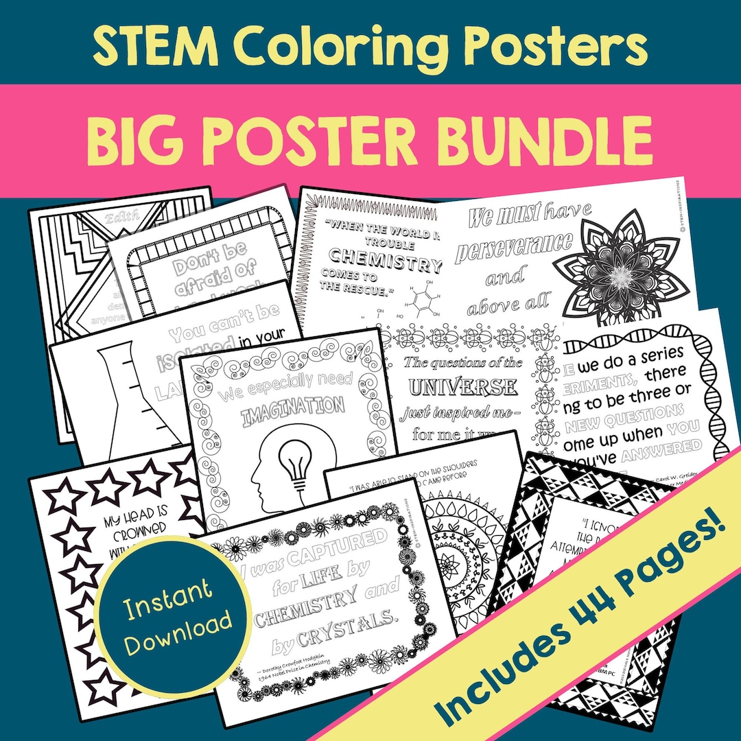 Inspiring Quotes STEM Coloring Pages Bundle Womens History Month Black ...