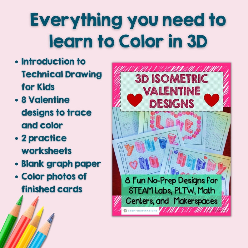 Valentine's Day STEM Art Project Coloring Cards No-prep Activity DIY ...