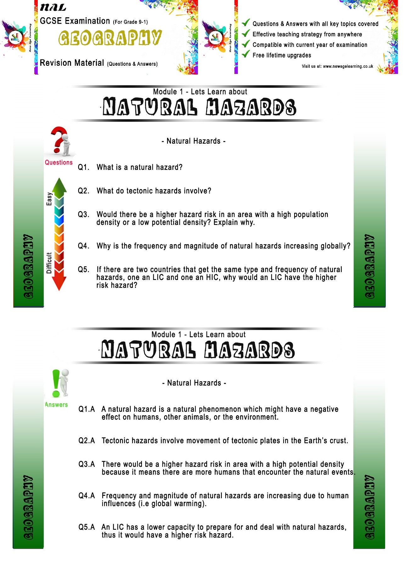 GCSE Geography Flashcards -revision Material Geography - Official AQA ...