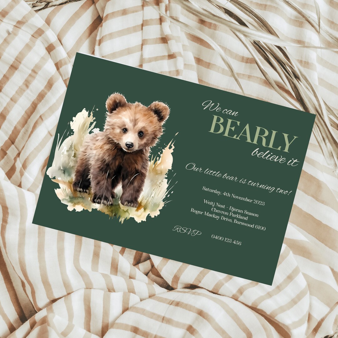 Bear Theme Baby Shower Invitation Personalized Teddy Bear Birthday ...
