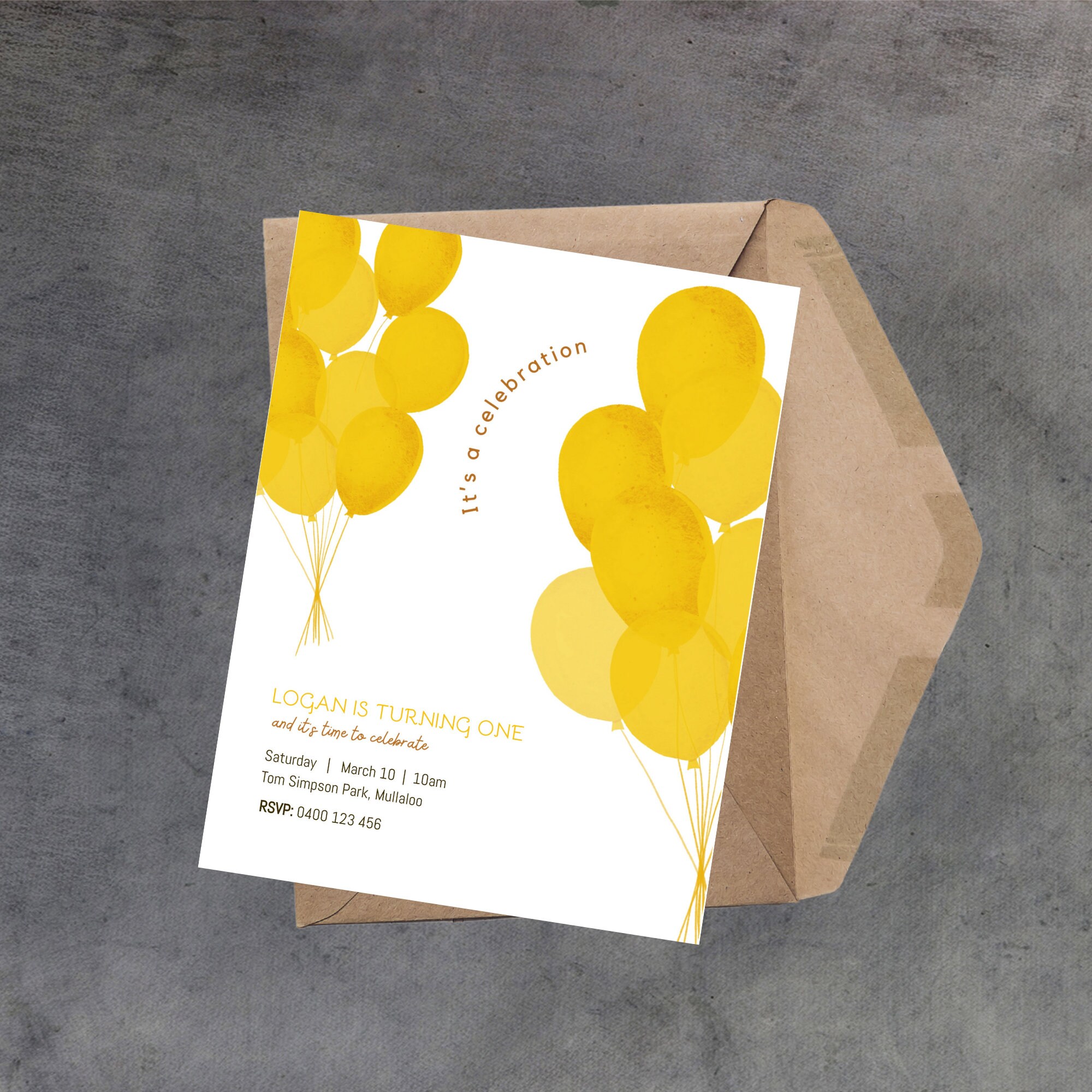 Minimal Balloon Invitation Template | Editable Party Invitation ...