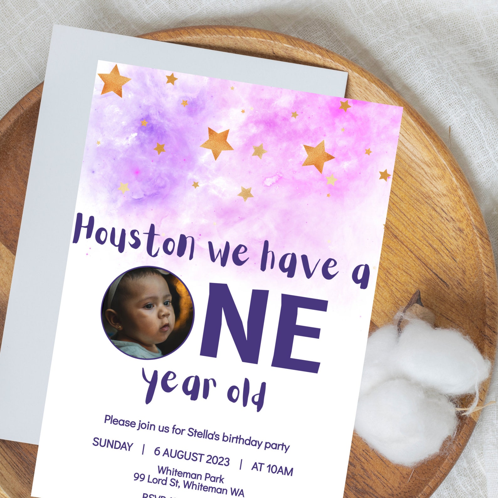 Outer Space Digital Invitation Minimal First Birthday Editable Evite ...