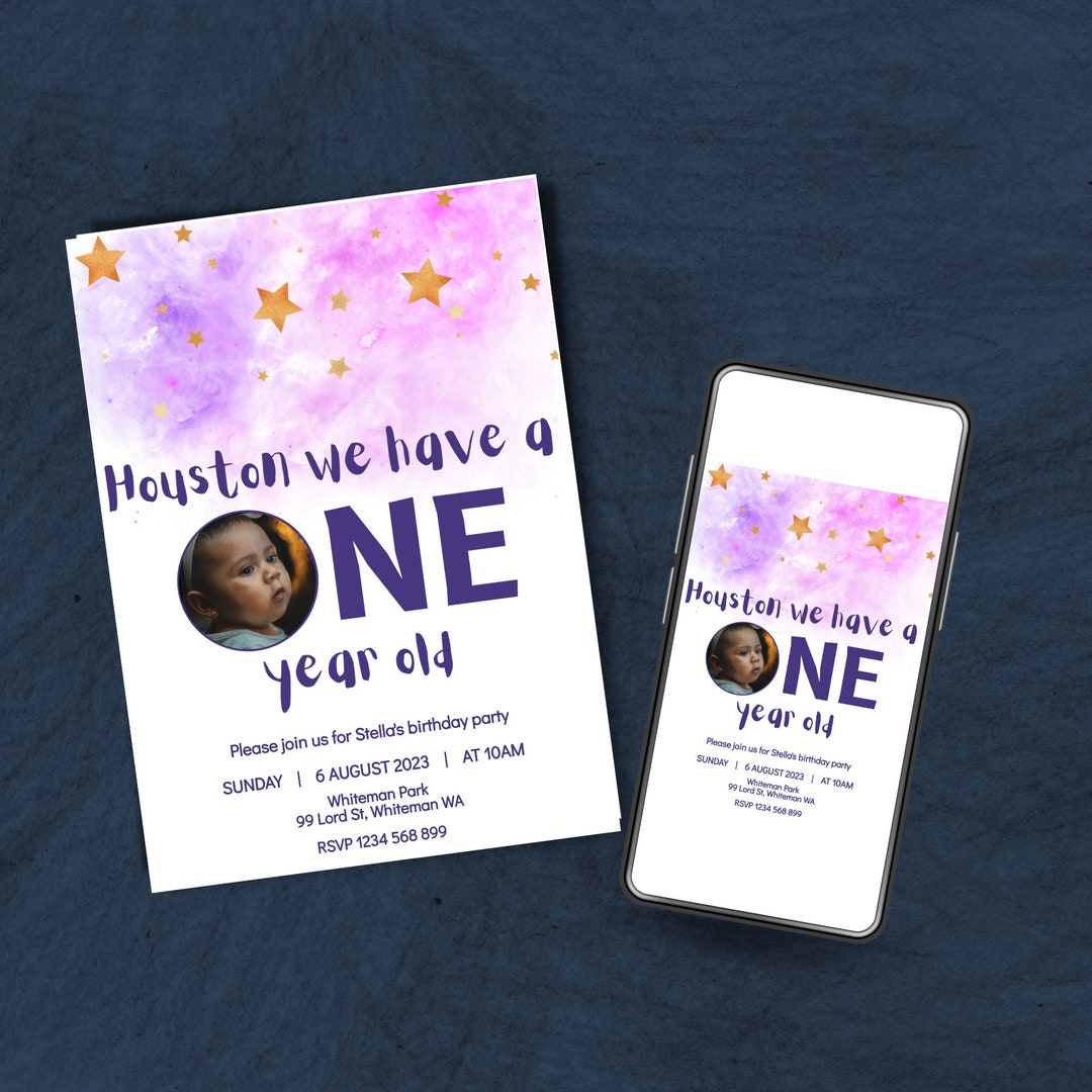 Outer Space Digital Invitation Minimal First Birthday Editable Evite ...