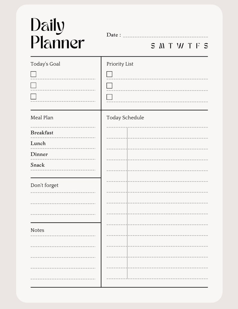 Daily to Do List Printable, Daily Planner, Printable Planner, the Most ...