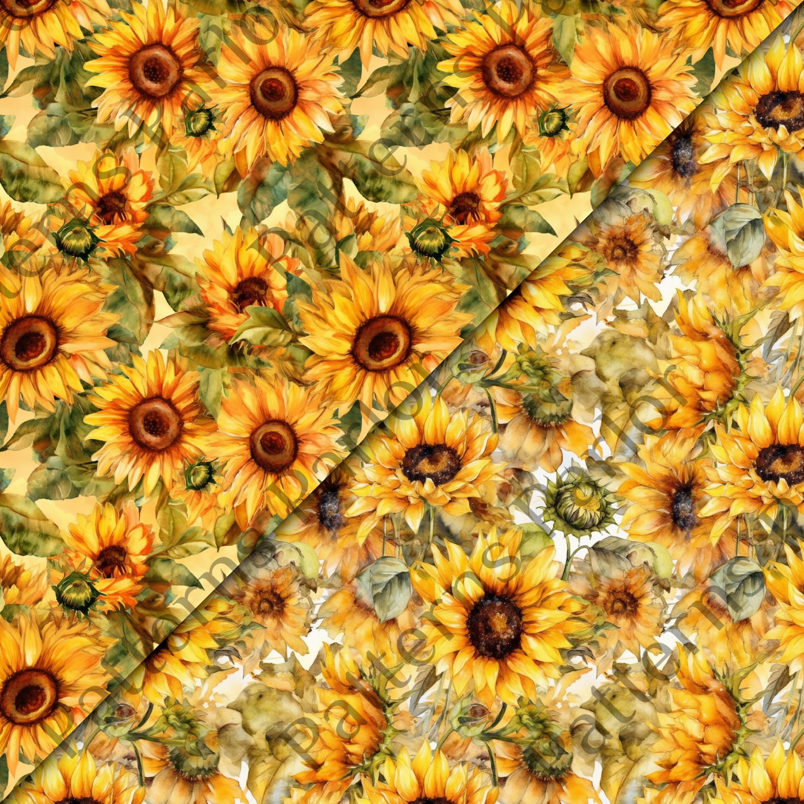 10 Watercolor Sunflowers Seamless Pattern, Digital Paper Bundle - Etsy