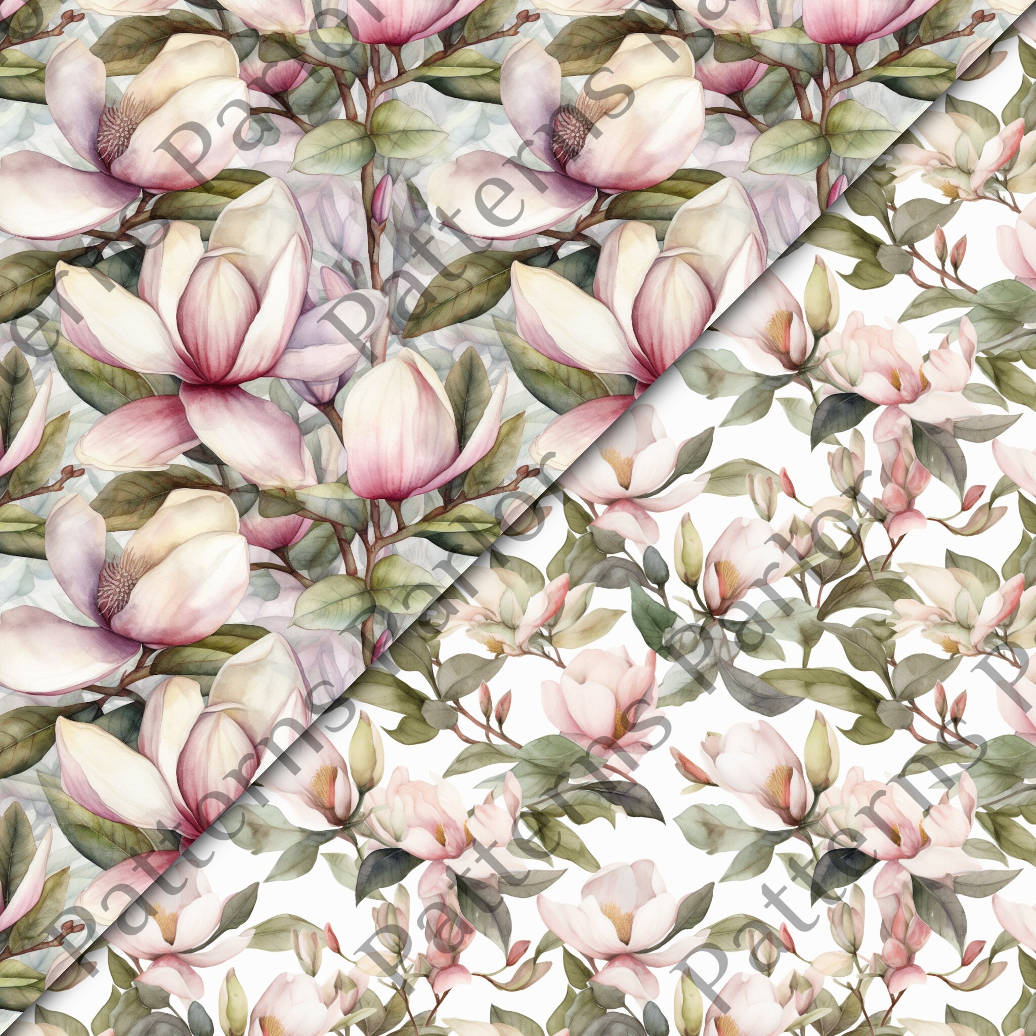 10 Watercolor Magnolias Seamless Pattern, Digital Paper Bundle - Etsy