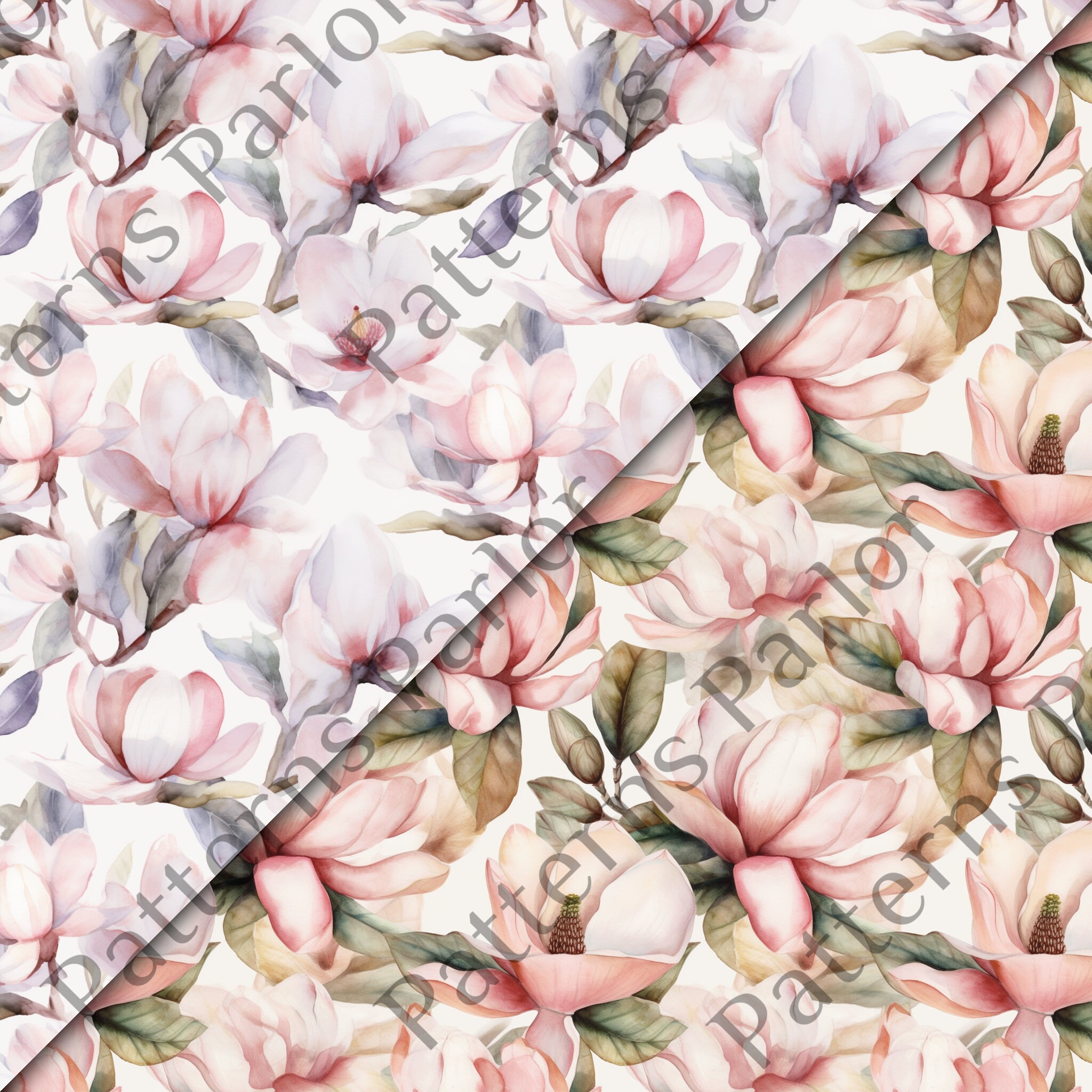 10 Watercolor Magnolias Seamless Pattern, Digital Paper Bundle - Etsy