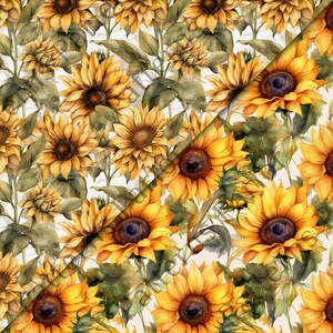 10 Watercolor Sunflowers Seamless Pattern, Digital Paper Bundle - Etsy