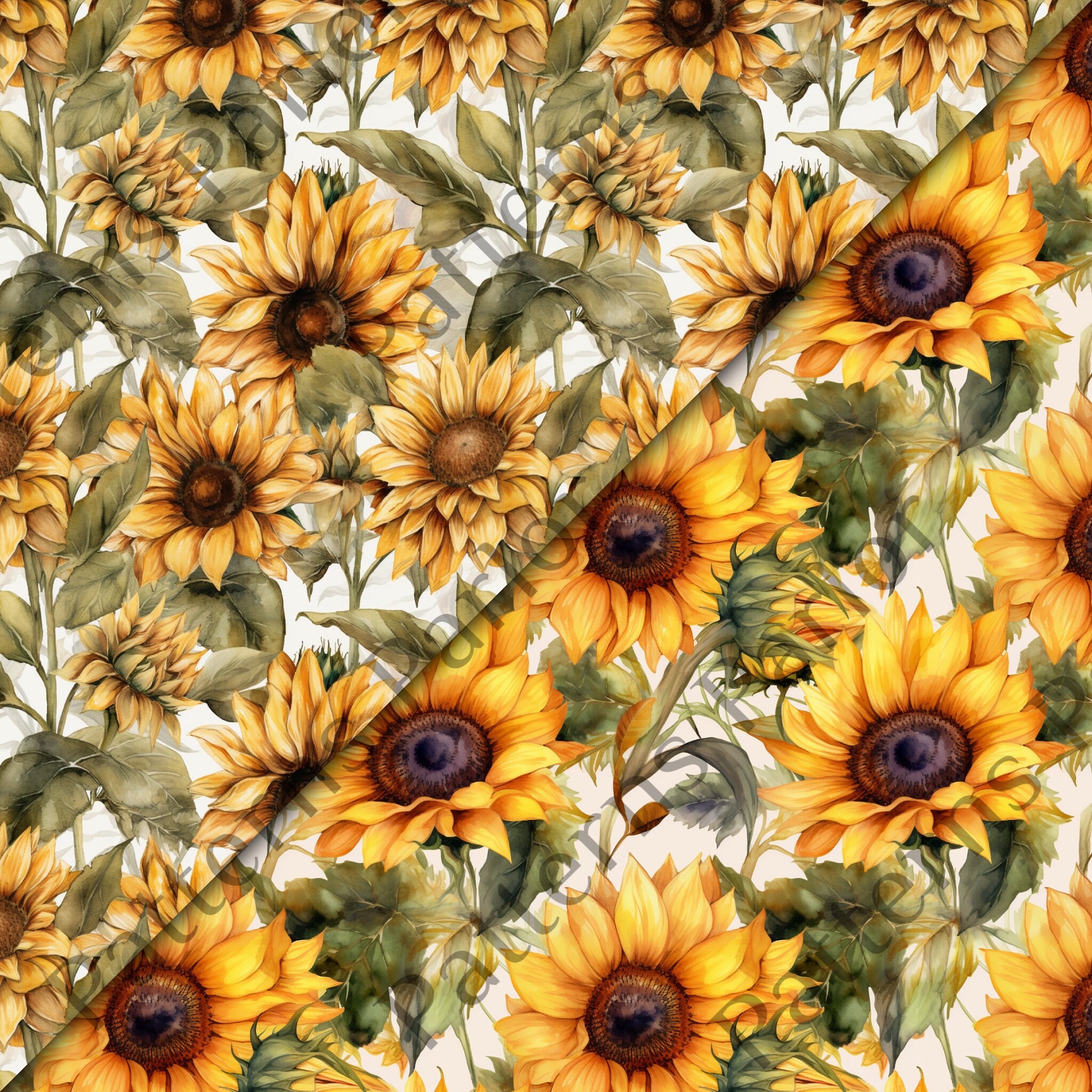 10 Watercolor Sunflowers Seamless Pattern, Digital Paper Bundle - Etsy