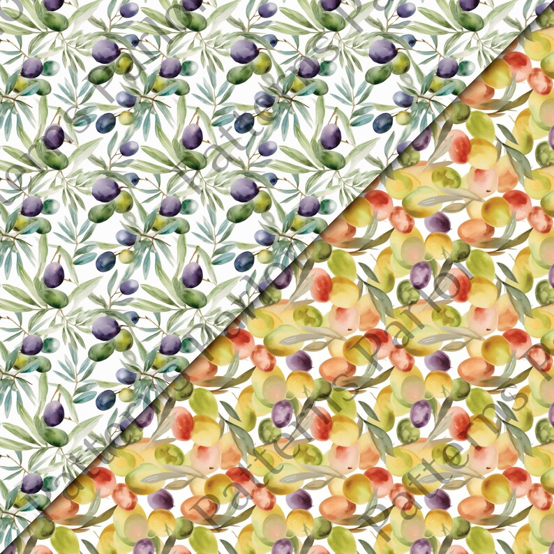 10 Watercolor Olives Seamless Pattern, Digital Paper Bundle - Etsy