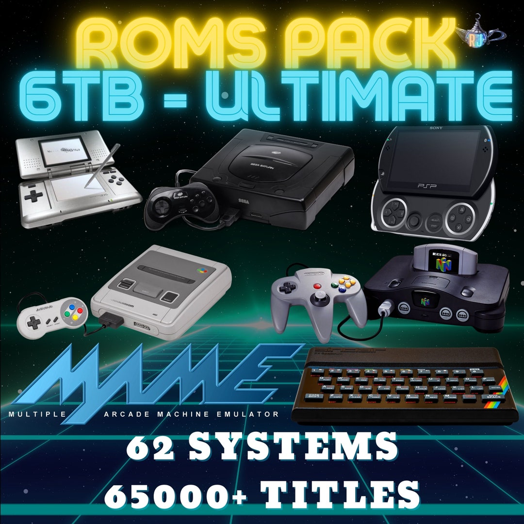 6TB Ultimate Roms Pack 62 Systems for Batocera, Launchbox, Retrobat, Retropie, Arkos, Garlicos ...
