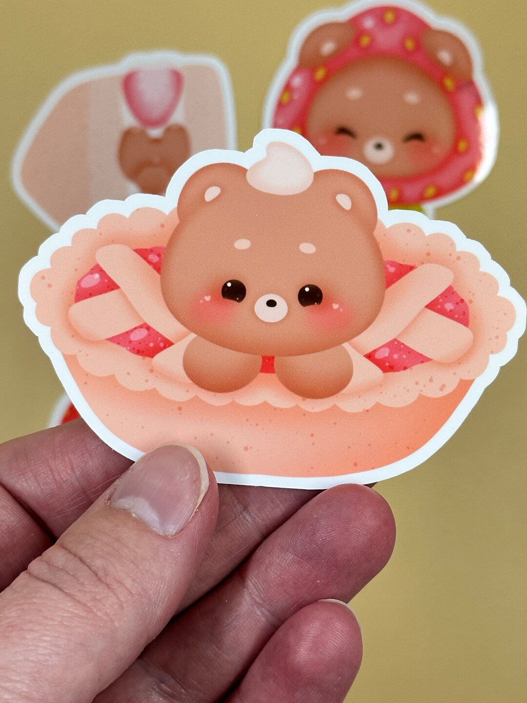 Cutie Pie Teddy Bear Sticker Kawaii Bear Sticker Cute - Etsy