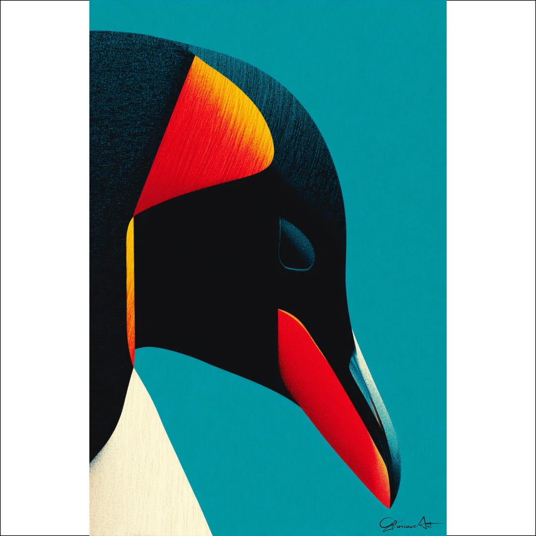 Modern Penguin Wall Art, Emperor Penguin Print, Minimalist Bird Art ...