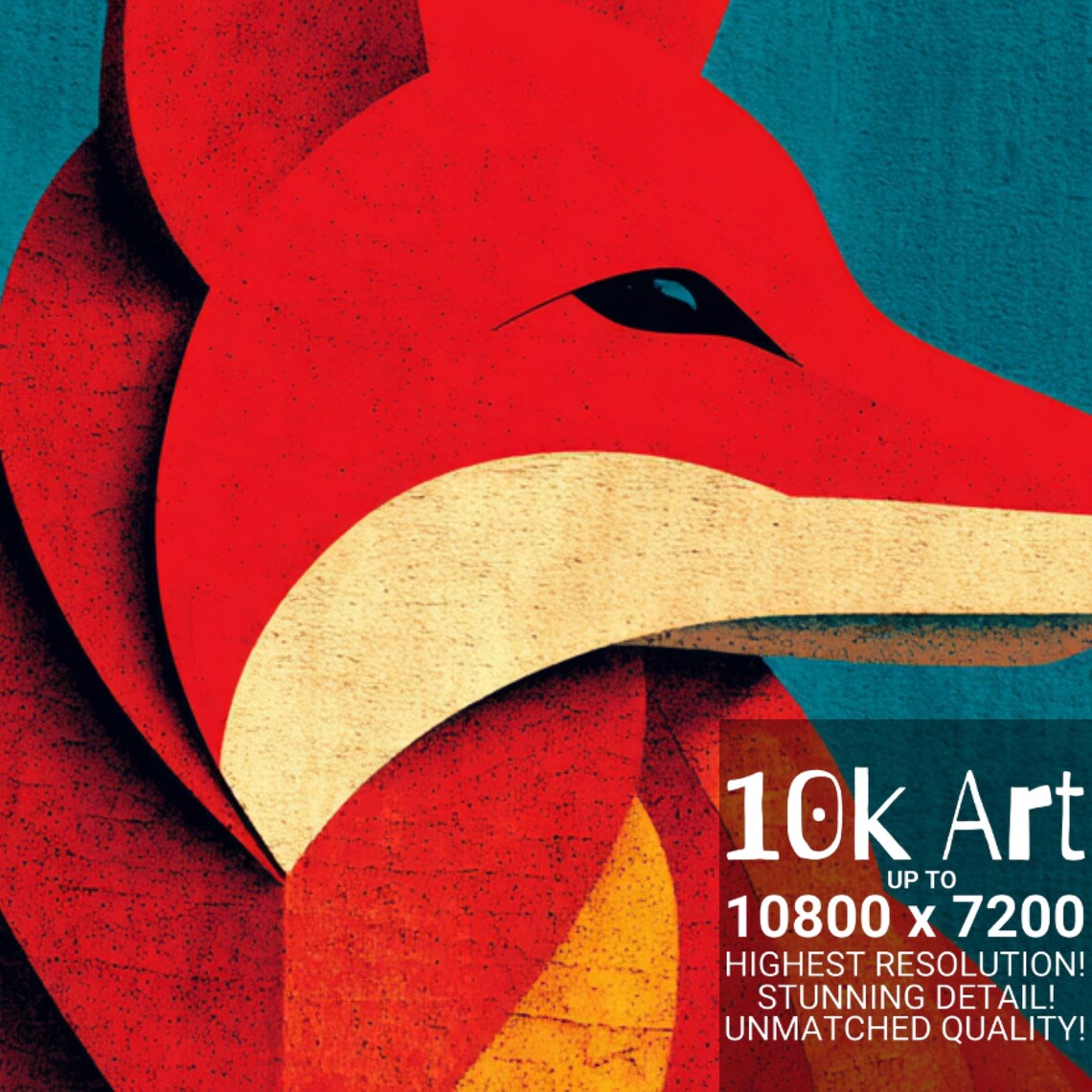 Geometric Fox Wall Art, Abstract Animal Print, Modern Fox Art, Colorful ...