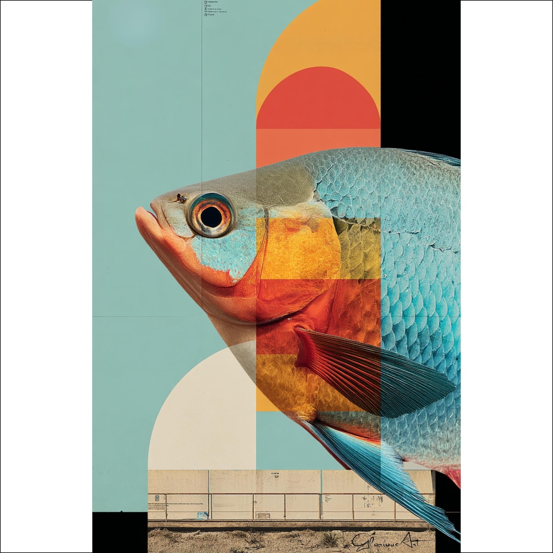 Geometric Fish Wall Art, Modern Fish Print, Abstract Fish Decor ...