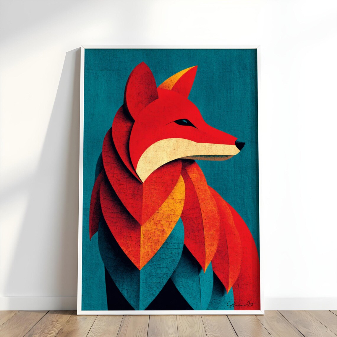 Geometric Fox Wall Art, Abstract Animal Print, Modern Fox Art, Colorful ...