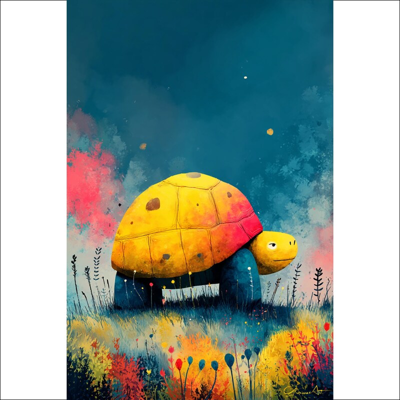 Turtle Whimsical Painting - Etsy