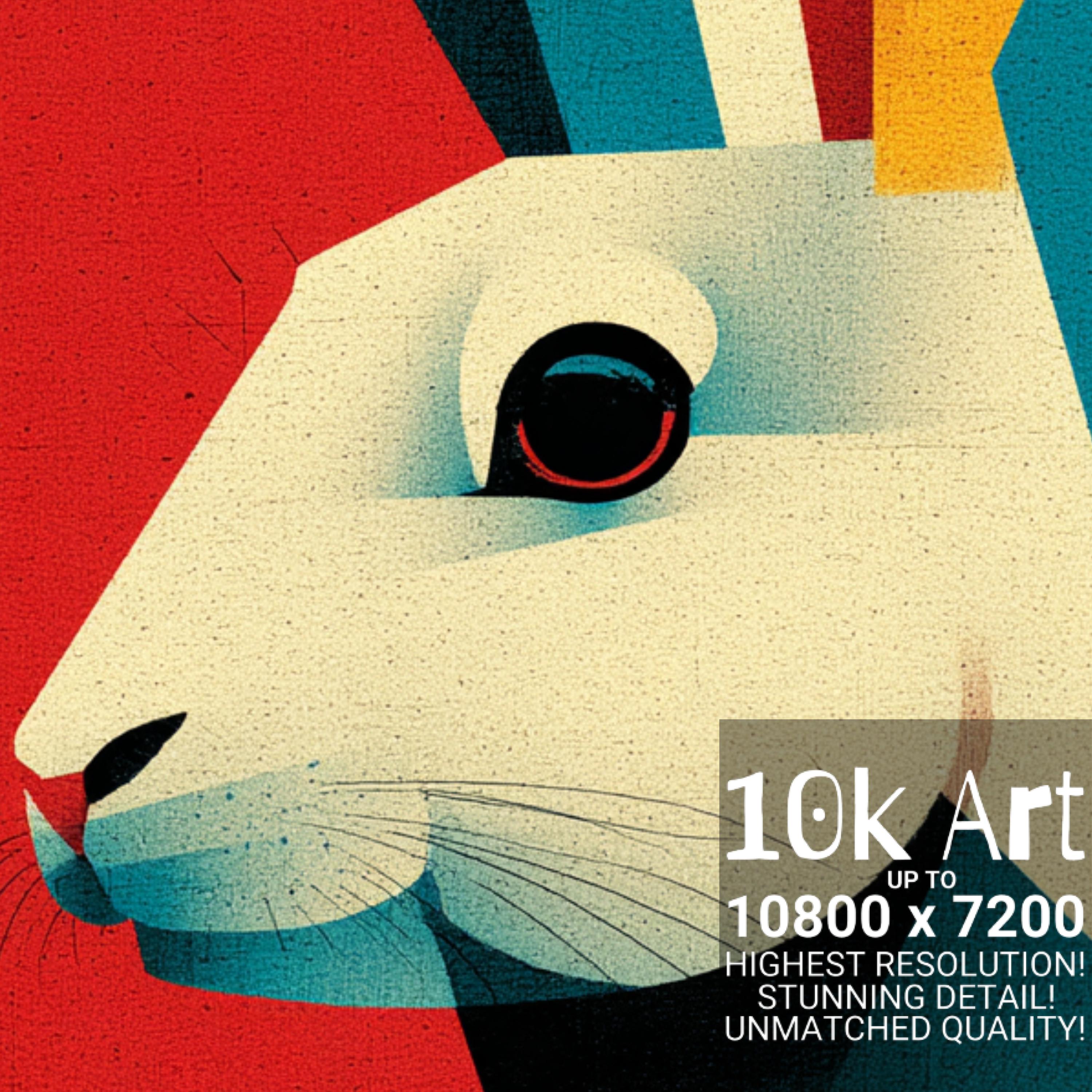 Abstract Hare Wall Art, Geometric Rabbit Decor, Modern Animal Print ...