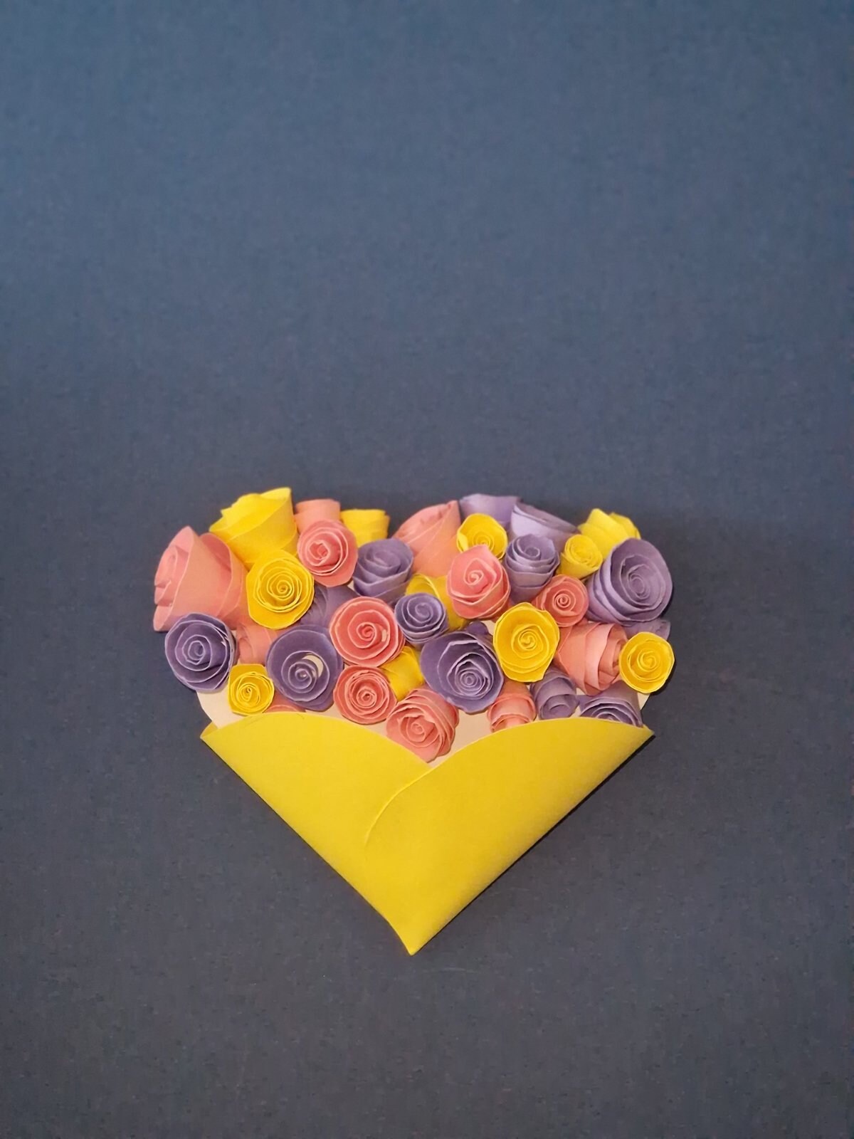 Spiral Heard Paper Rose Card - Paper Home Decor, Paper Anniversary Gift ...