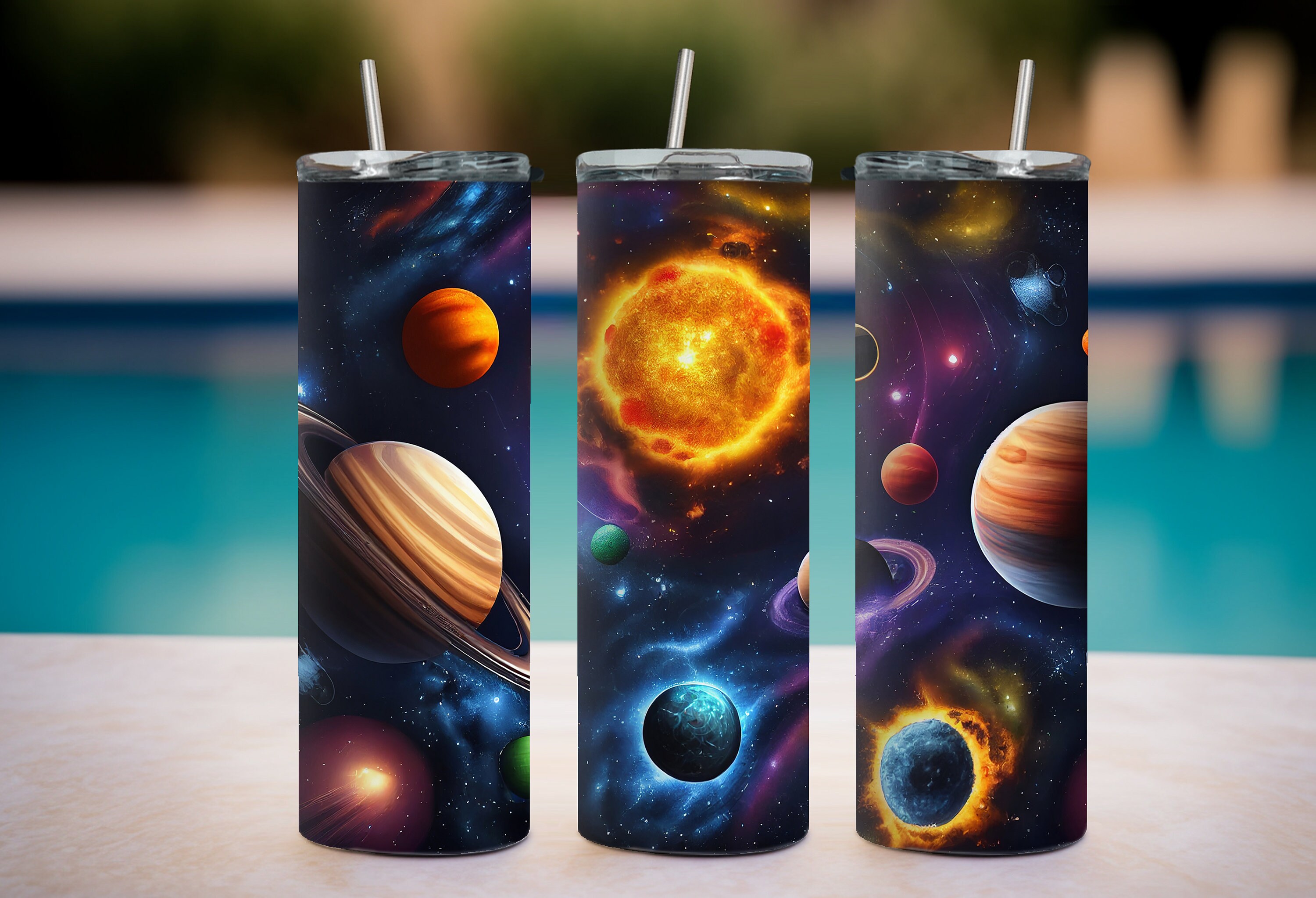 Solar System Planets 20 Oz Skinny Tumbler Sublimation Design, Instant ...