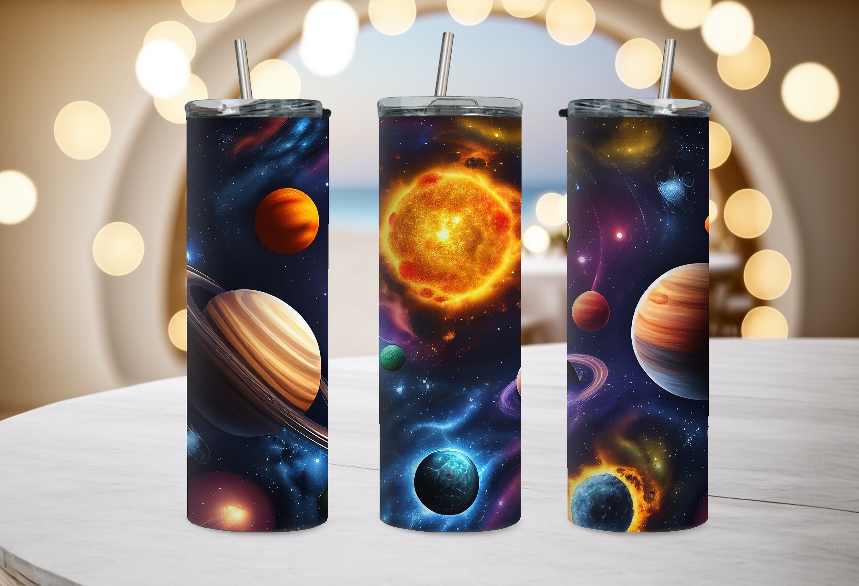 Solar System Planets 20 Oz Skinny Tumbler Sublimation Design, Instant ...