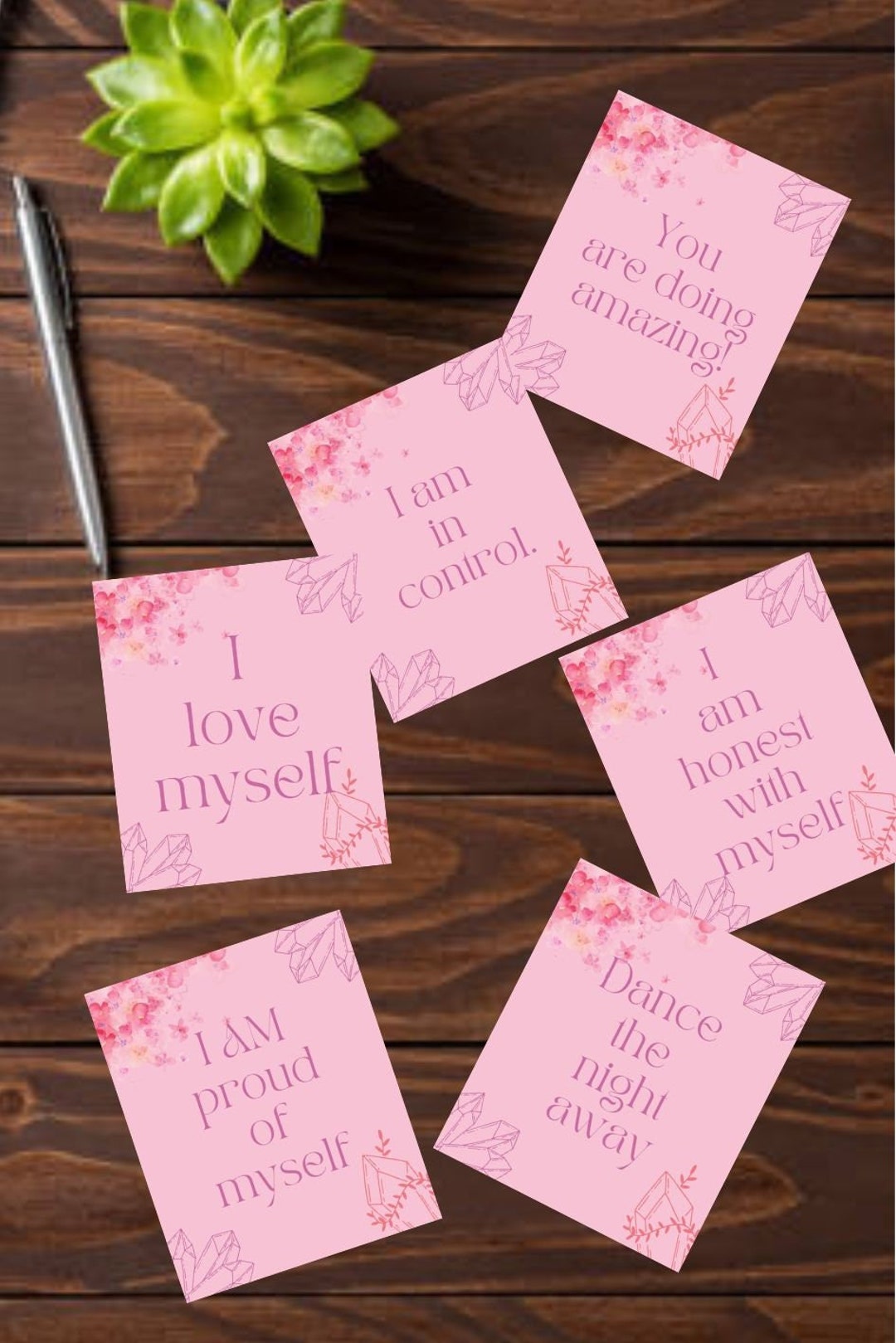 Printable Daily Affirmation Cards Crystal Flower Edition/self-care/self ...