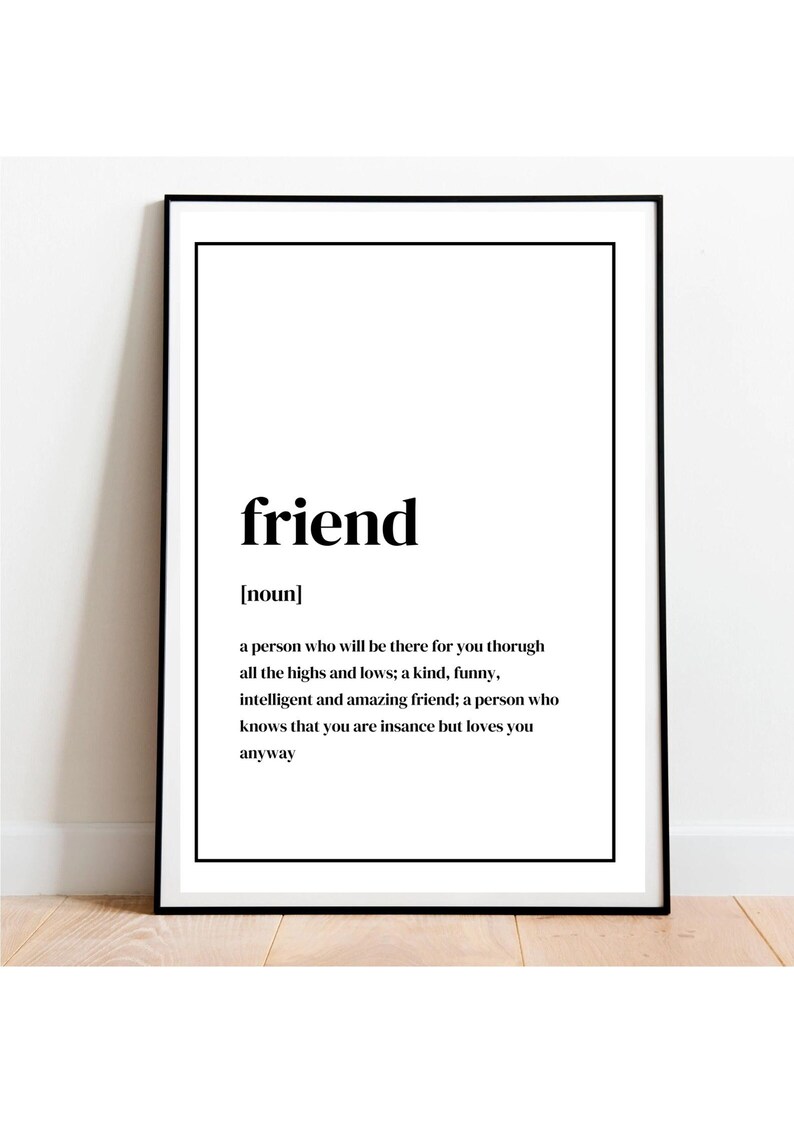 Friend Definition Print Out - Etsy