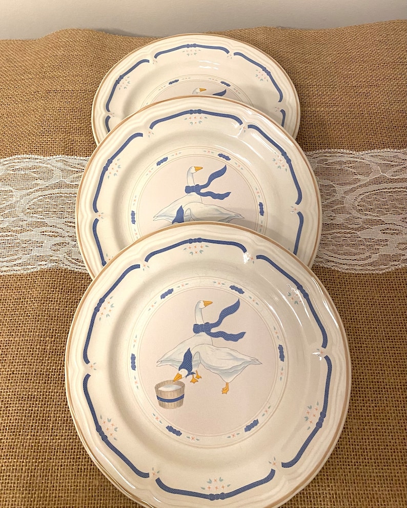 Vintage 1986 Newcor Stoneware Geese Countryside Salad Plates - Etsy