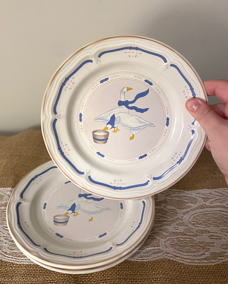 Vintage 1986 Newcor Stoneware Geese Countryside Salad Plates - Etsy